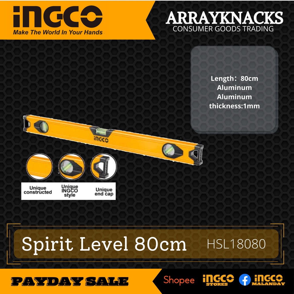 INGCO Spirit Level 80cm (HSL18080) HANDTOOLS | Shopee Philippines