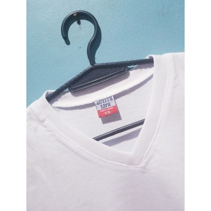 Active Life V Neck T SHIRT Plain White | Shopee Philippines