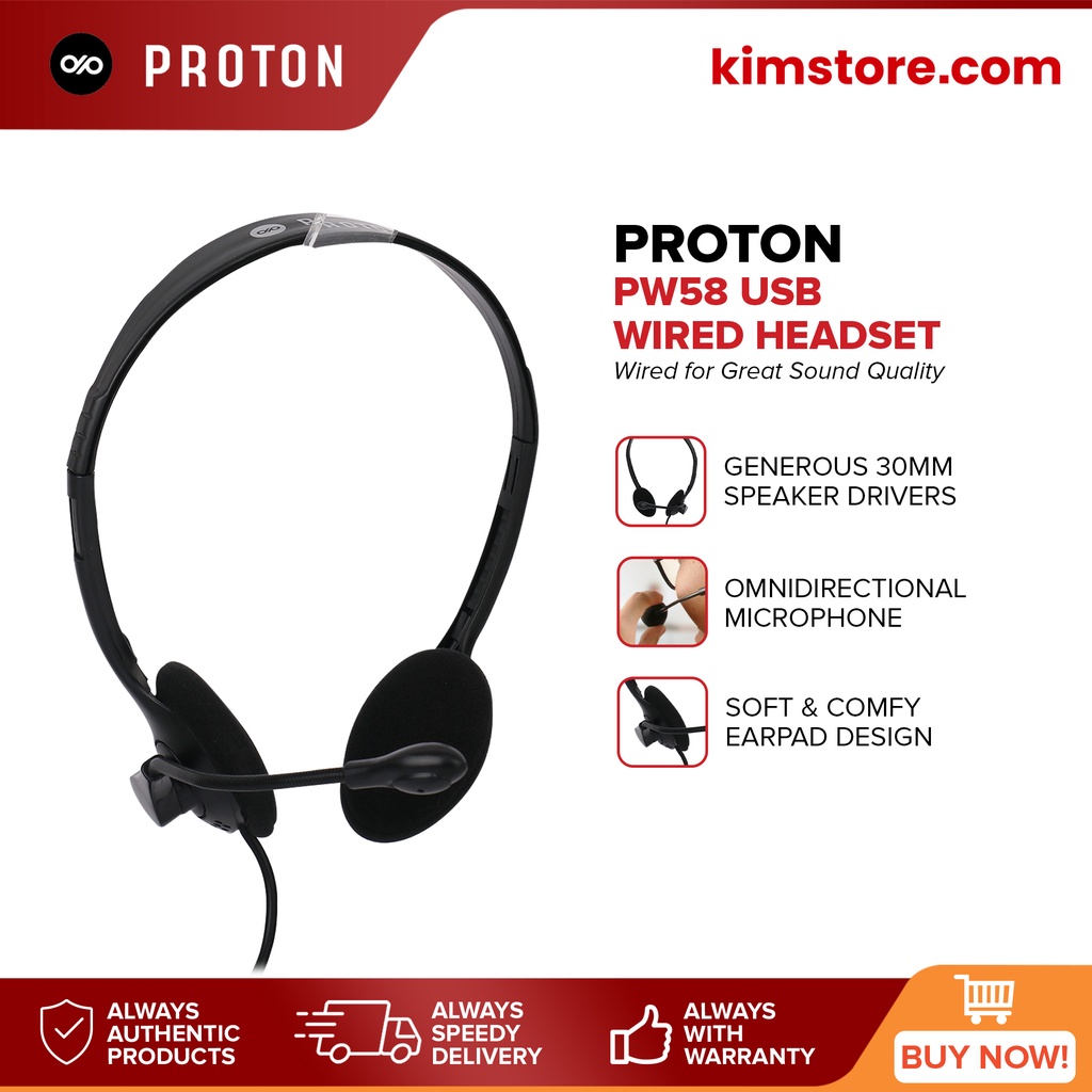 Proton Pw58 USB Wired Headset Black | Shopee Philippines