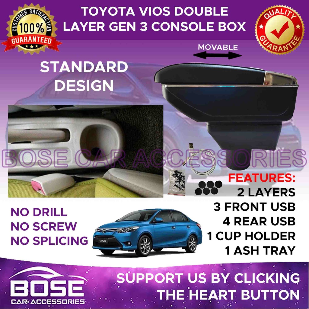 Toyota Vios Superman Gen 3 2014 - 2018 OEM Armrest Console Box Premium ...