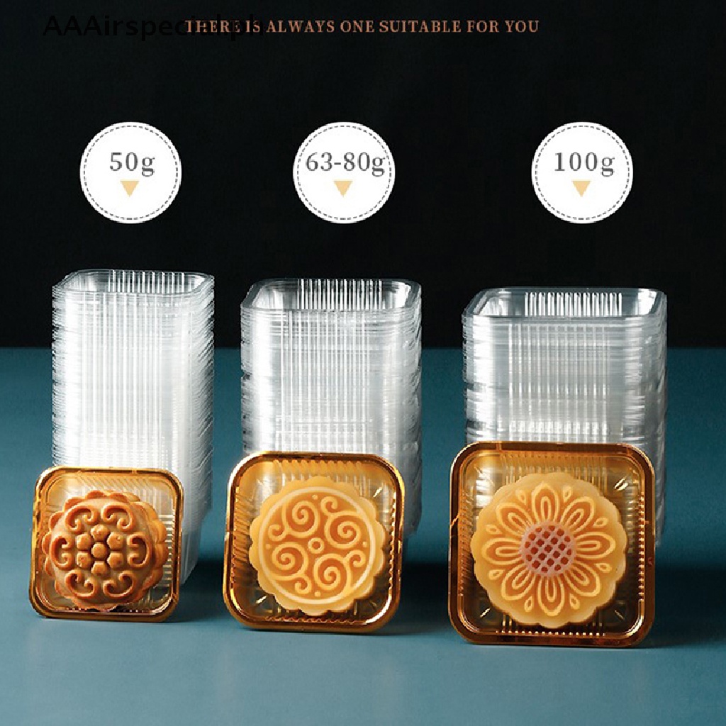 SEMEBY 100pcs Square Moon Cake Trays Mooncake Packaging Box With Cover ...