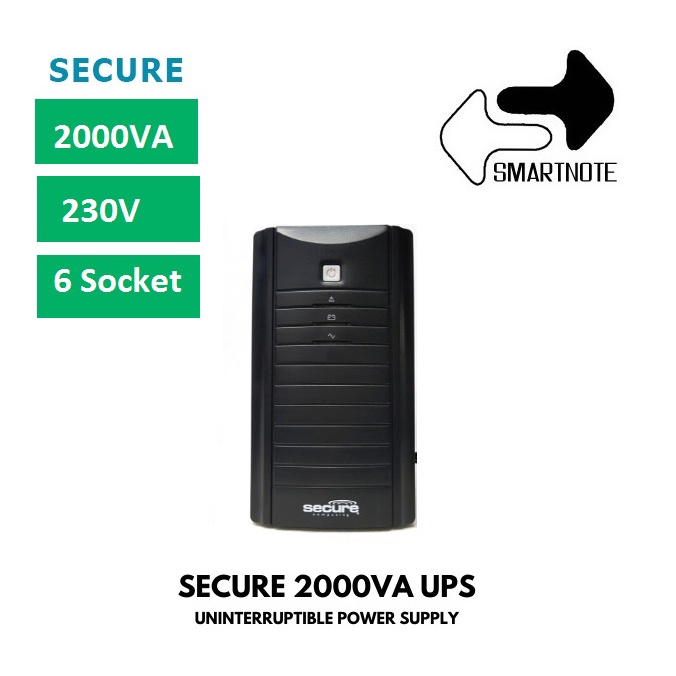 SECURE UPS 2000VA 1200W 230V (Uninterruptible Power Supply) 6x OUTLET ...