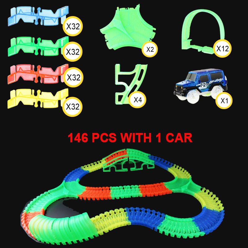 DIY Assemble Magic Race Track Set with Led Car Glow Toy | Shopee ...