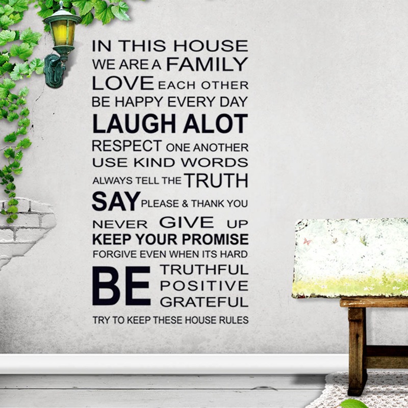 Family In This House Rules Wall Sticker Decal Art Mural Removable Home ...
