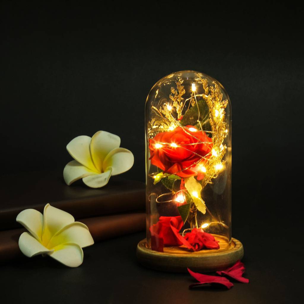 Beauty And The Beast Enchanted Rose Glass Dome LED Lighted Wedding ...
