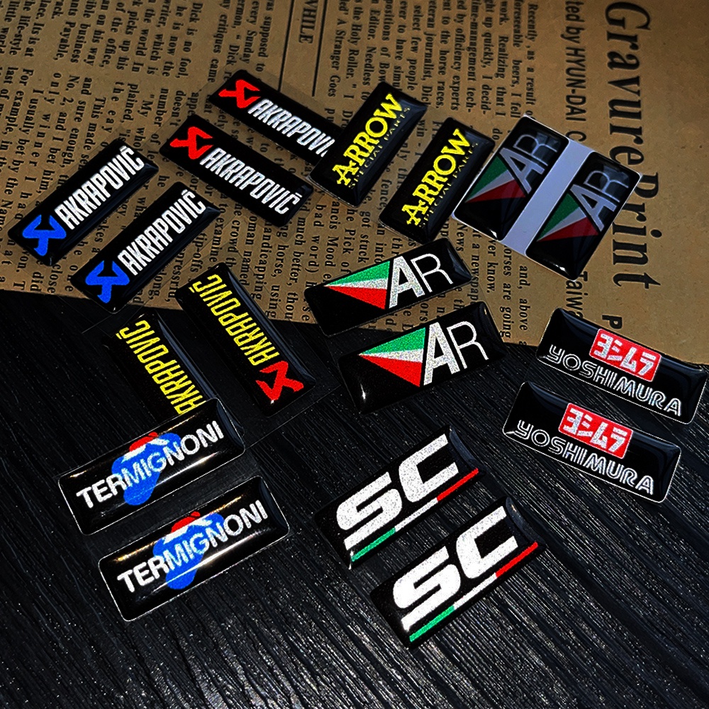 2PCS 3D Reflective Motorcycle Exhaust Pipe Logo Sticker AK Yoshimura SC ...