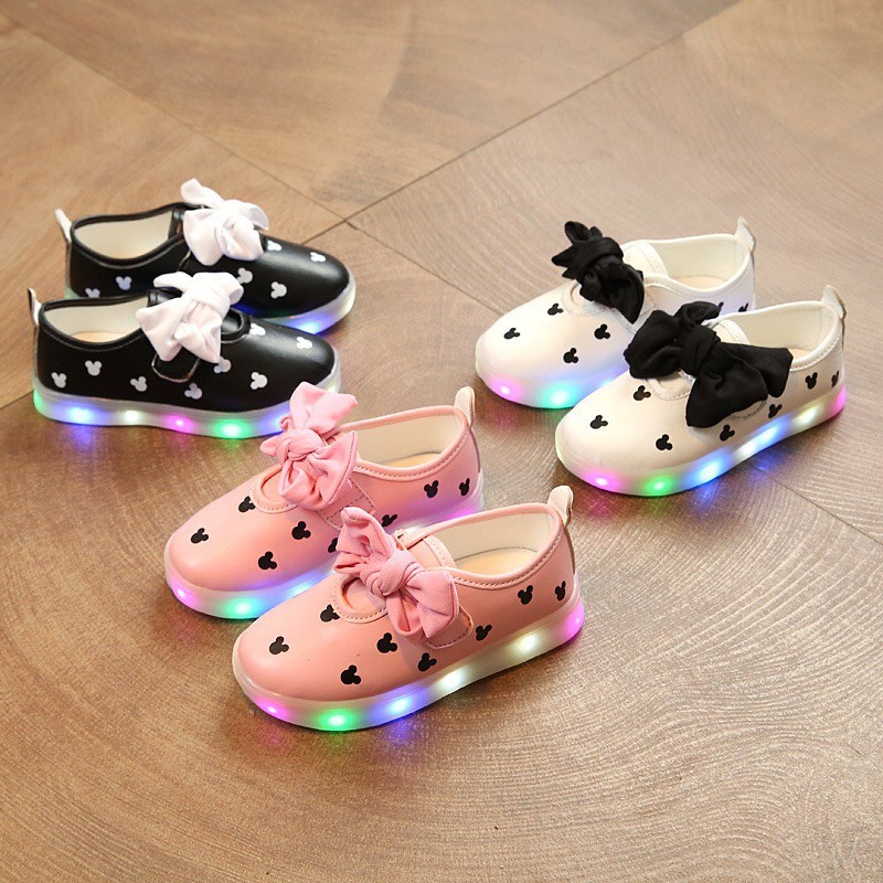 Luminescent shoes girl shoe led shoes girl light shoes bow | Shopee ...