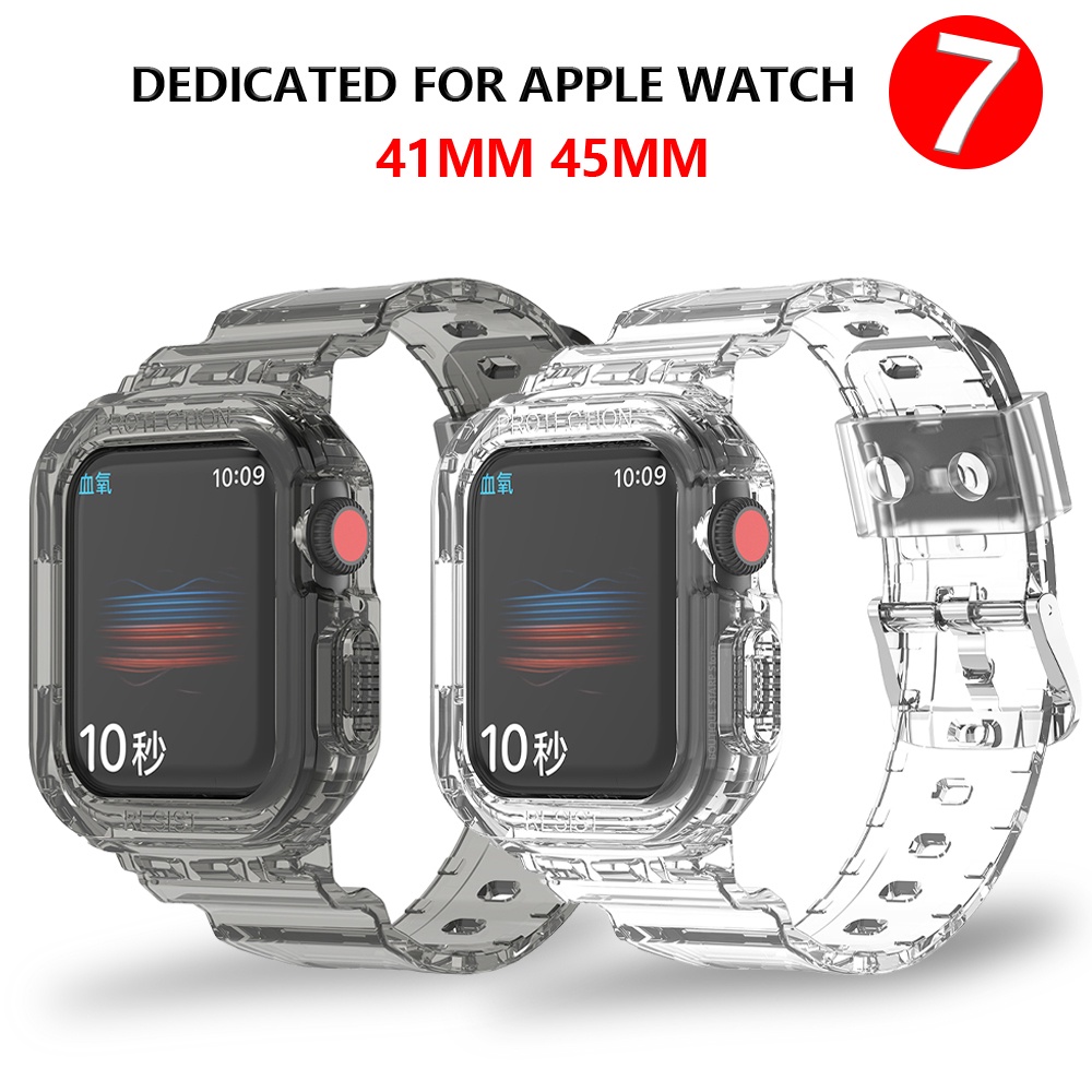 Transparent Glacier Strap + Apple Watch 7 Strap Case Series 41mm 45mm ...