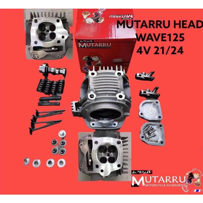 Mutarru Cylinder Head 4V 4valves wave125 xrm125 rs125 carb type 20/23 ...