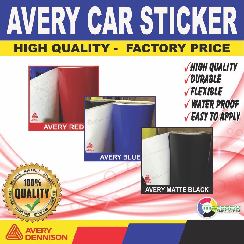 AVERY CAR STICKER / Color: Red, Blue, Black, Yellow(w/ SALES INVOICE ...