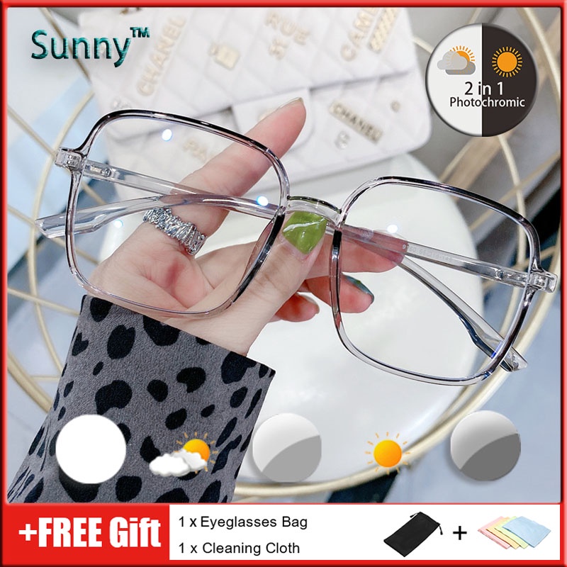 Photochromic Anti Radiaiton Eyeglasses For Women Men Sun Adaptive ...