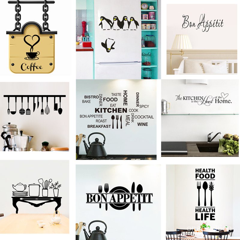 Kitchen Health food wall stickers 3d vivid Spoon Fork restaurant ...