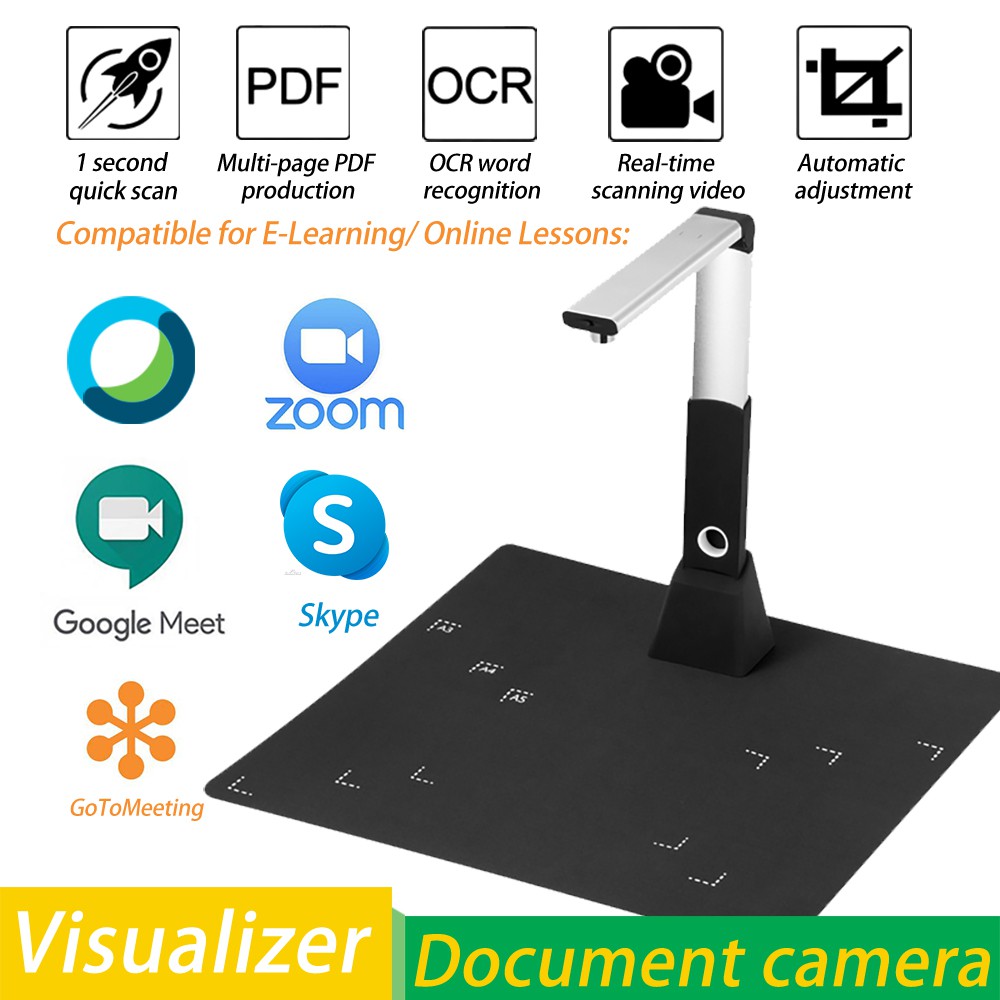 8MP Document Camera Portable Document Scanner Max Size A4 with Multi ...