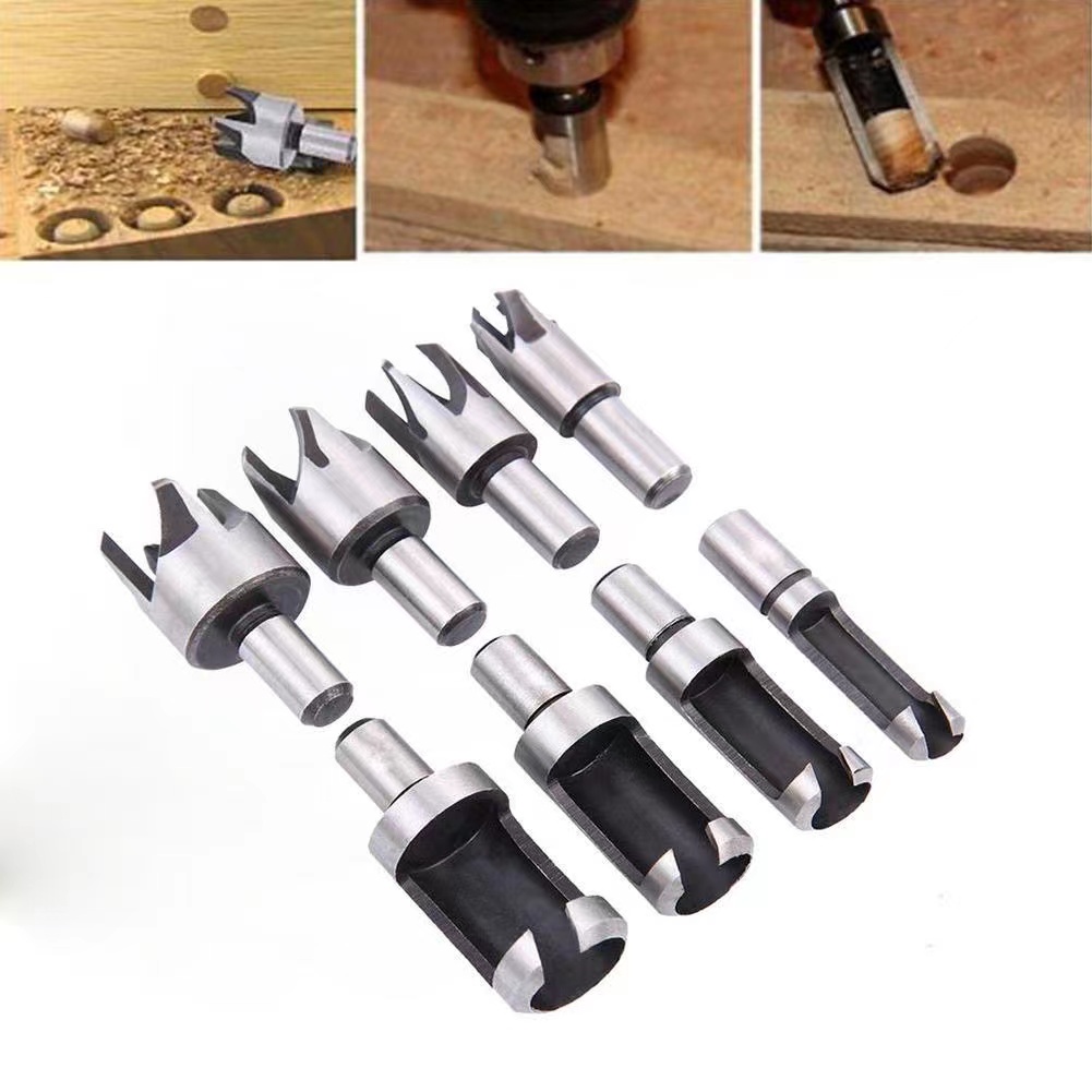 8pcs wood plug hole cutter set dowel maker cutting tools 10mm shank bit ...
