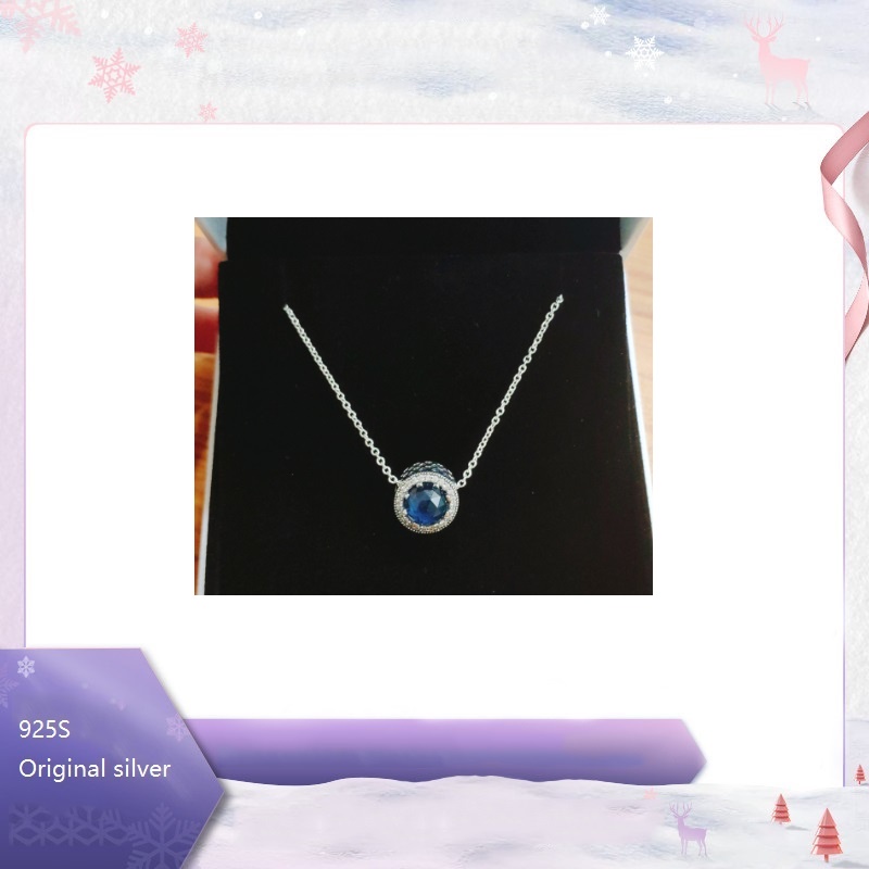 s925 Pure Silver Sparkling Blue Sapphire Glasses Necklace Set | Shopee Philippines
