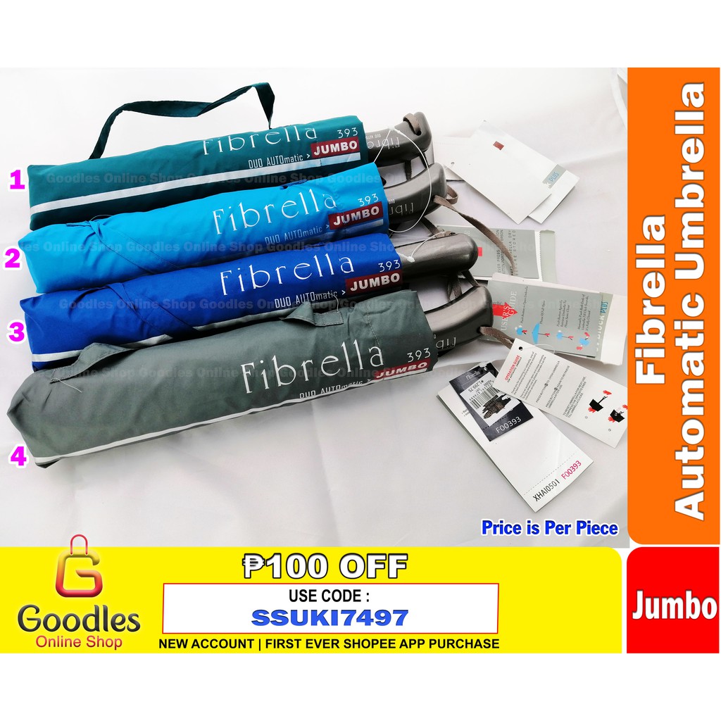 Fibrella DUO AUTOmatic Umbrella JUMBO F00393 Gray Teal Blue | Shopee ...