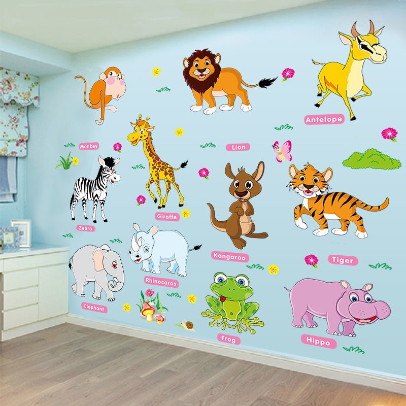 Cartoon wall stickers for kids bedroom paper bedside wallpaper, Self ...