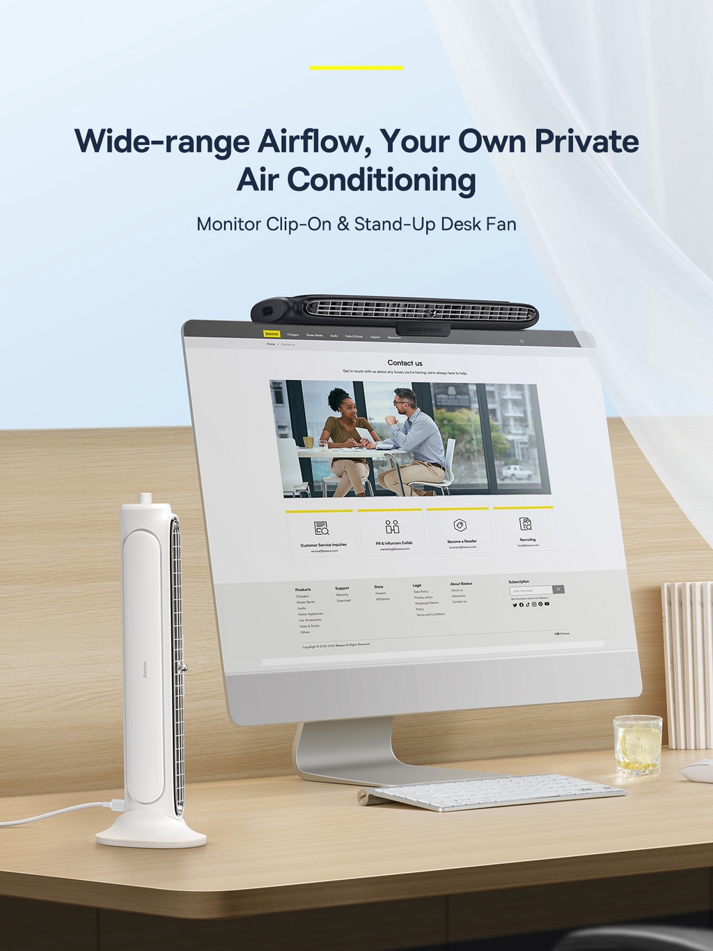 Baseus Refreshing Monitor Clip-On Computer Fan Stand-Up Desk Fan Mini ...