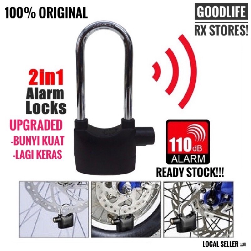 110dB Alarm lock siren alarm padlock for door/motor/bicycle lock SIZE ...