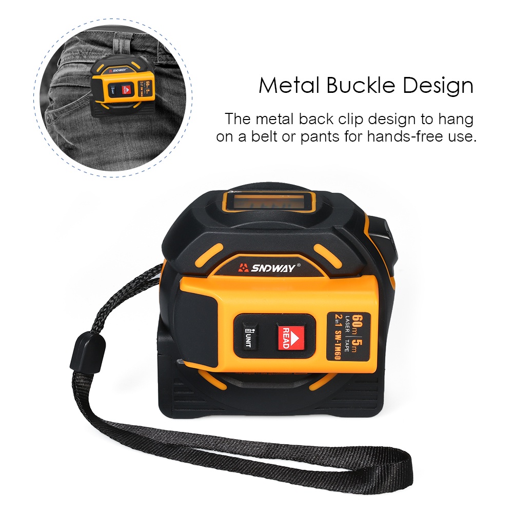 SNDWAY Digital Laser Distance Meter Laser Tape Measure 40M/60M trena ...