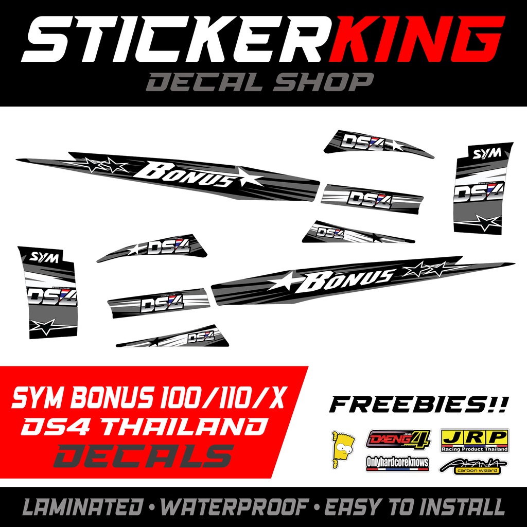 SYM BONUS 100/110/X DS4 STICKER DECALS (GRAY) | Shopee Philippines