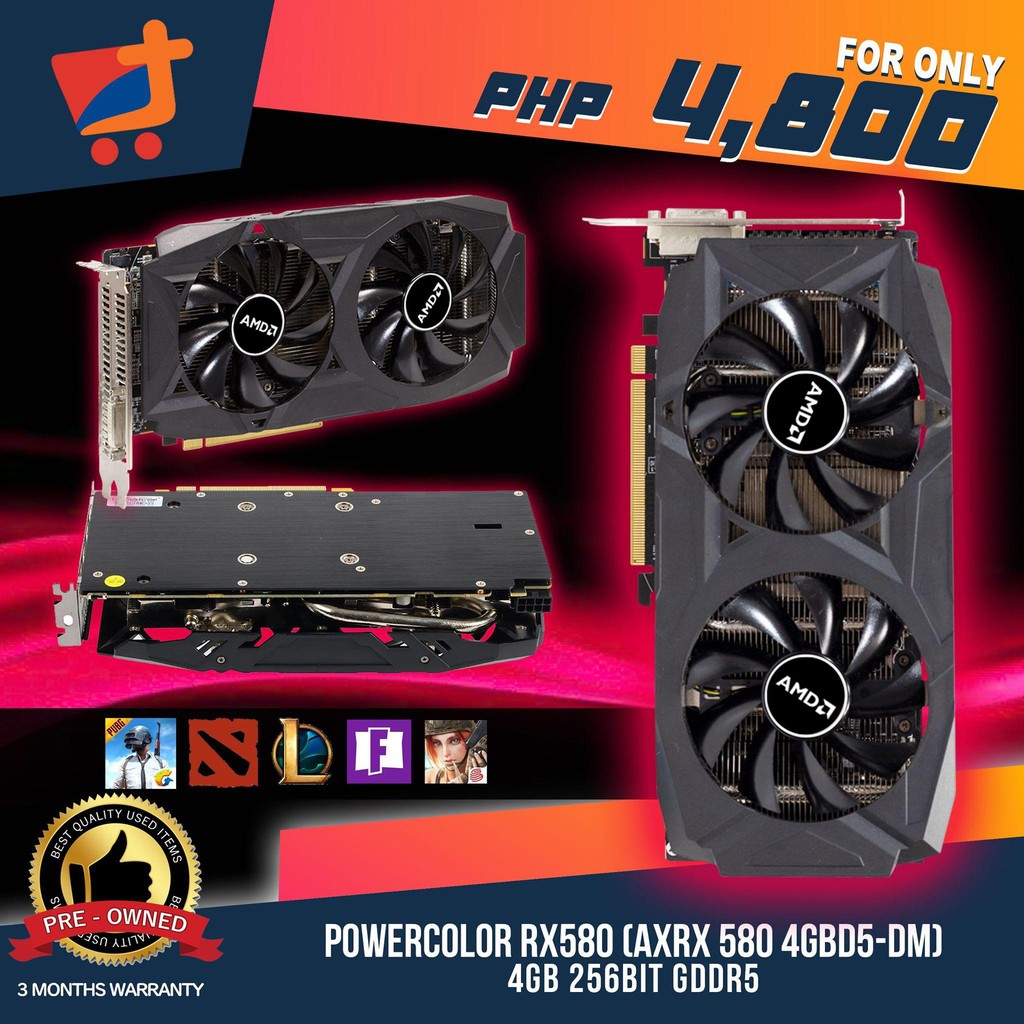 Powercolor Red Dragon RX580 4gb 256bit GDDR5 Gaming Graphics Card Video ...
