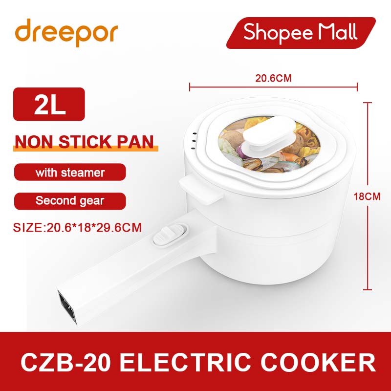 Dreepor Electric Cooker multifunctional rice cooker small Non-Stick Pot With Steamer 1.8L/2L/3L ...
