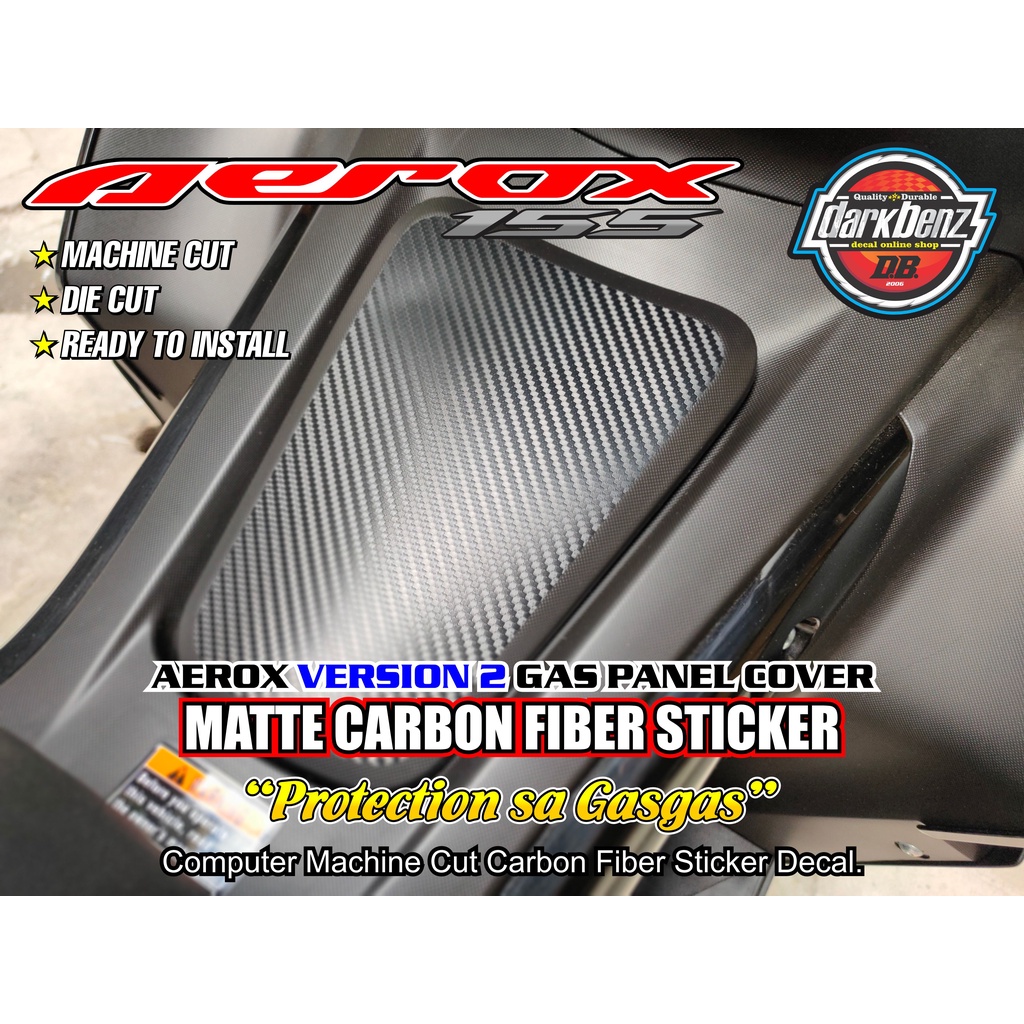 Yamaha Aerox Version 1 & 2 Black 3D Matte Carbon Fiber Sticker Decal ...