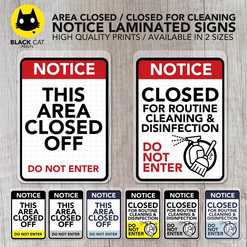 Area Closed Off/ Closed for Cleaning Sign | Laminated Signage | Sign ...