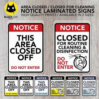 Area Closed Off/ Closed for Cleaning Sign | Laminated Signage | Sign ...