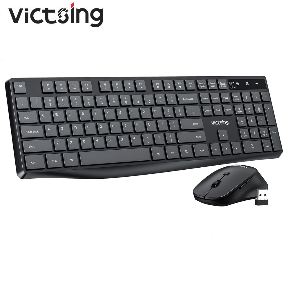 VictSing PC230B 2.4G Wireless Keyboard and Mouse Combo with 2-in-1 USB ...