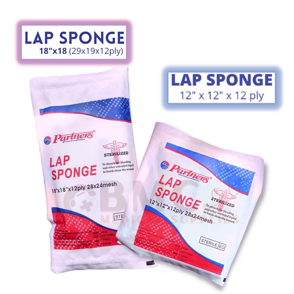 Lap Sponge / Abdominal or Lap Pad (12 ply) 100% Cotton Sterile (12x12 ...