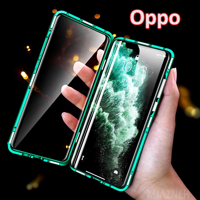 Oppo Reno 12F 12 Pro Reno 11 F A60 A3 A3x Reno10 Case Double Sided Tempered Glass Case Magnetic ...