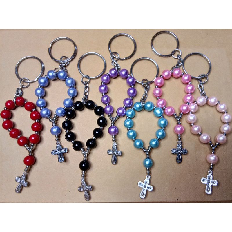 Mini Pocket Rosary Keychain with free thank you sticker (8mm) | Shopee ...