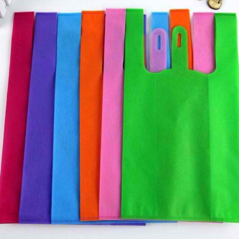 50 pcs Eco bag sando bag plain reusable non-woven vest bag | Shopee ...