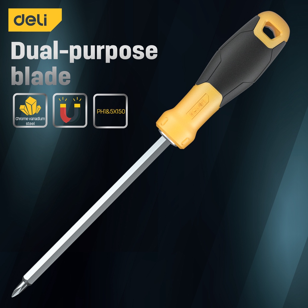 Deli 2-In-1 Screwdriver Dual-Purpose Philip Flat Screwdriver Set ...