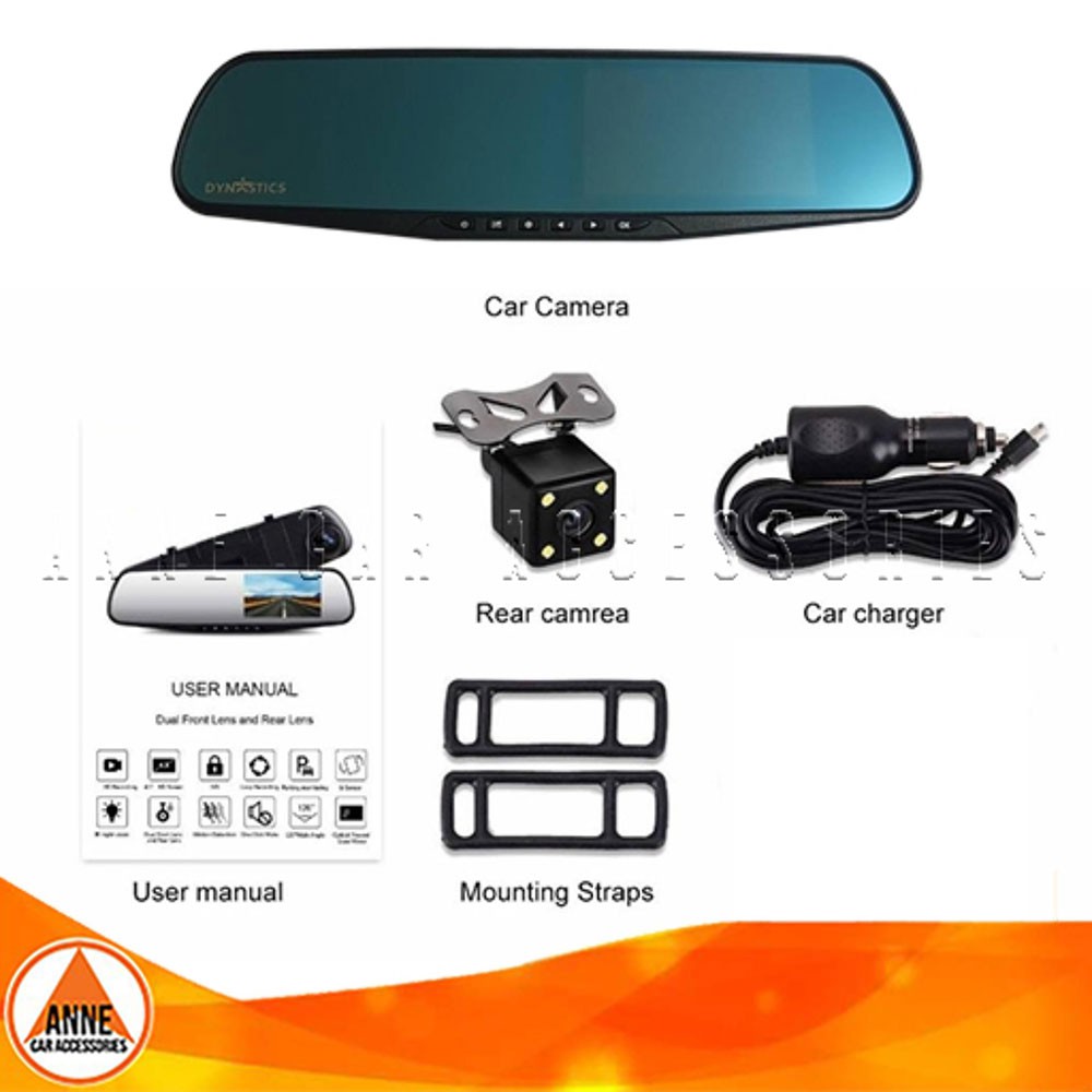 Famous Brand Dynastics Standard DVR Front and Rear Dual Cameras Mirror ...