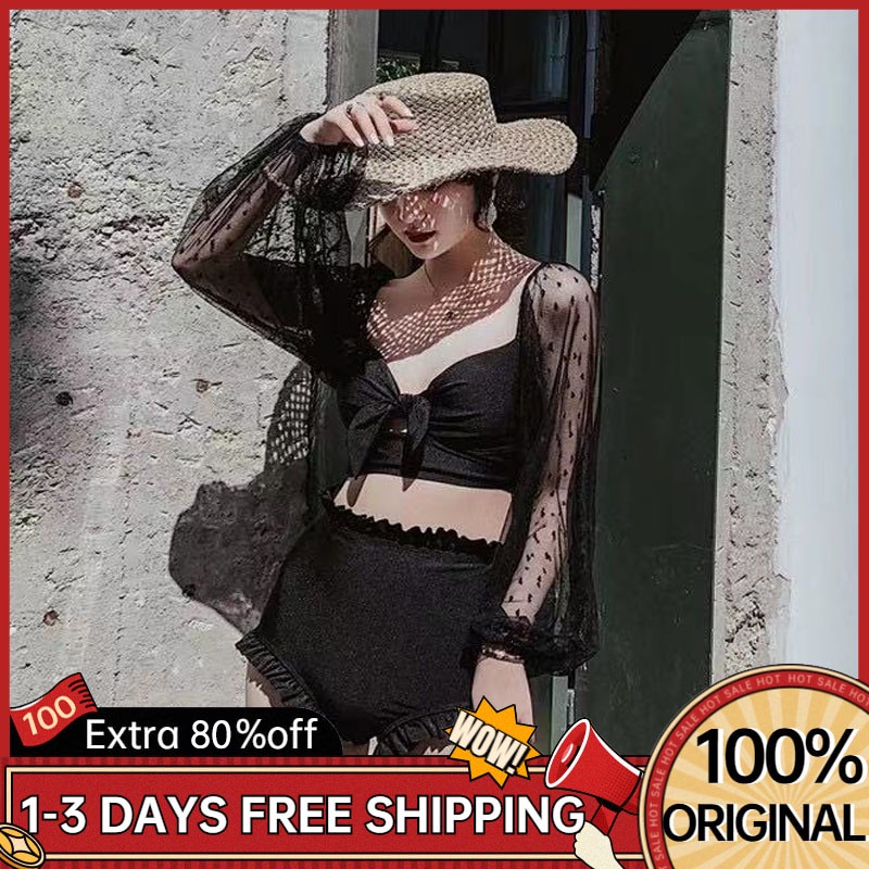 Two-Piece Sexy Slim Lace Long-Sleeved Split Wood Ear High Waist Halter ...