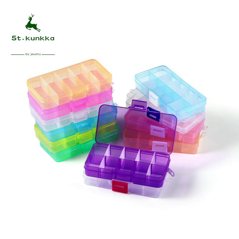 St.kunkka Plastic Transparent Storage Box Beads Jewelry Container 10 ...