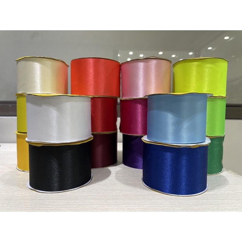 3 inches High Quality Cut Edge Satin Sash Ribbon #40 50 yards | Shopee ...
