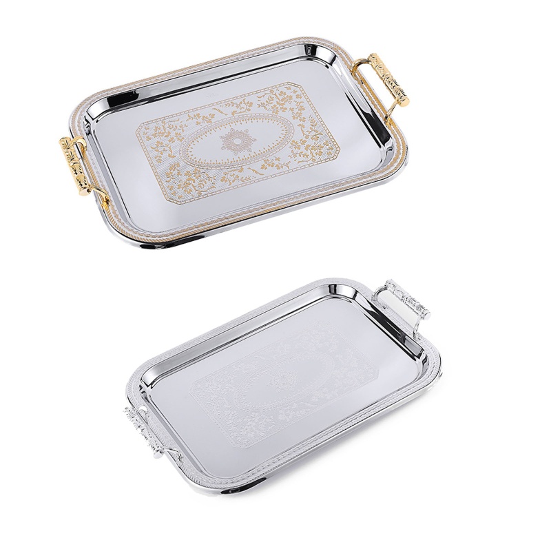 fol European Nordic Style Stainless Steel Serving Tray with Handles ...