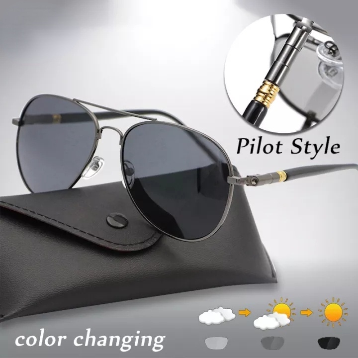 Photochromic Polarized Sunglasses UV400 Pilot Style Shades Color ...