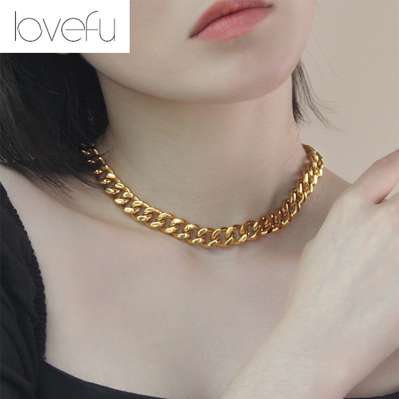 18K Saudi Gold Pawnable Titanium Steel Hip Hop Chain Necklace Cuban Men ...