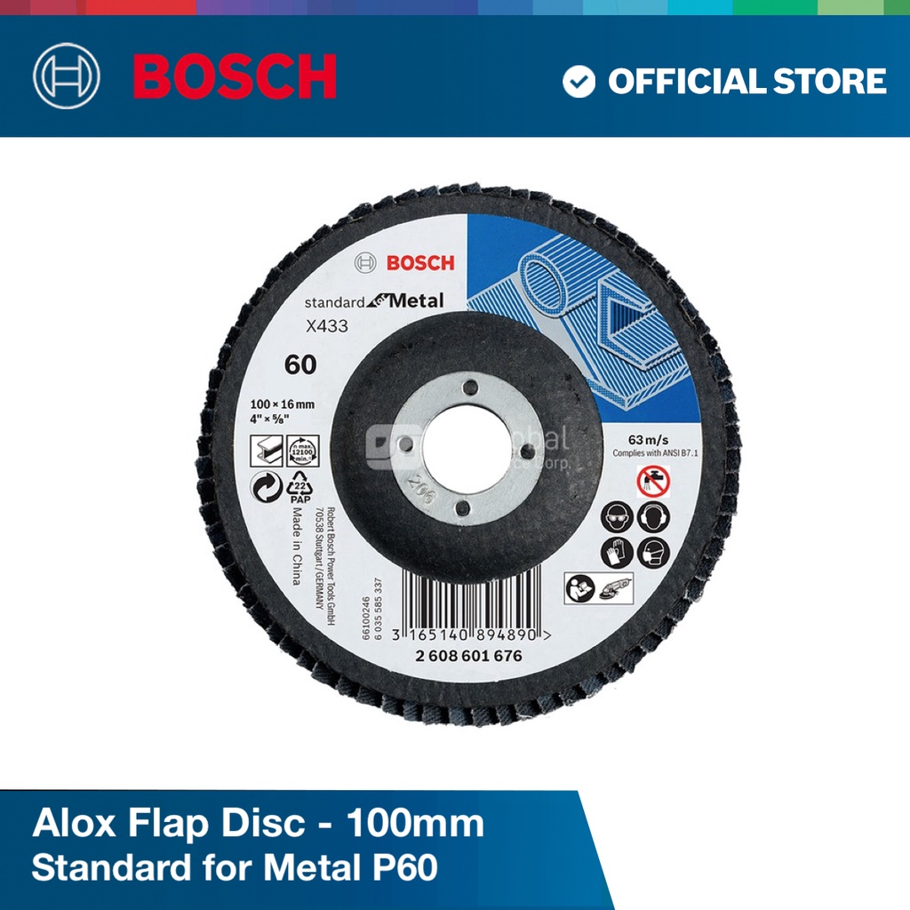 Bosch Alox Flap Disc - 100mm Standard for Metal P60 P80 P100 | Shopee ...
