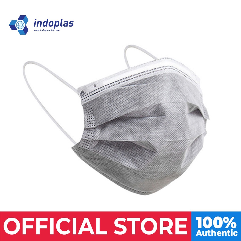 Indoplas Disposable Face Mask 3-Ply Earloop- Black - 3 boxes (150 pcs ...