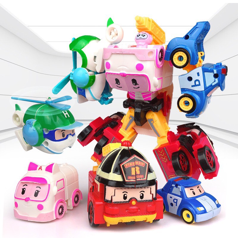 Robocar Poli- 4-in-1 Transforming Robot Model (Heli, Amber, Roy and ...
