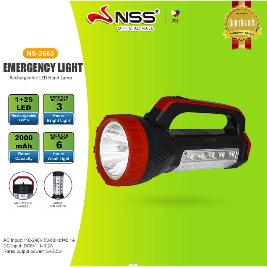 Nss flashlight emergency light Handlamp torch lamp LED 5w/2.5w strap ...