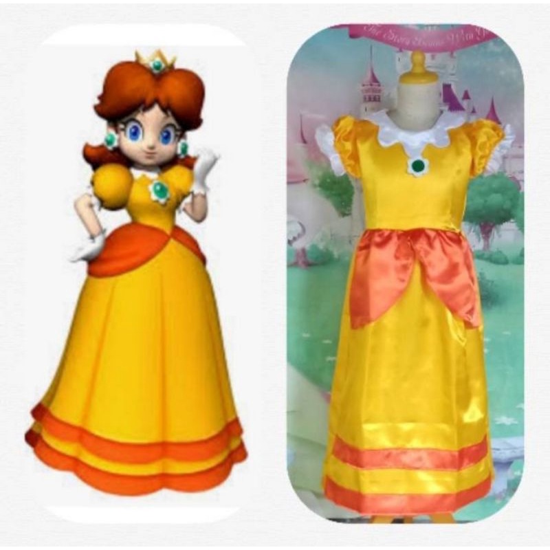 Princess Daisy Super Mario Bros Regular Kids Cosplay Costume | Shopee ...