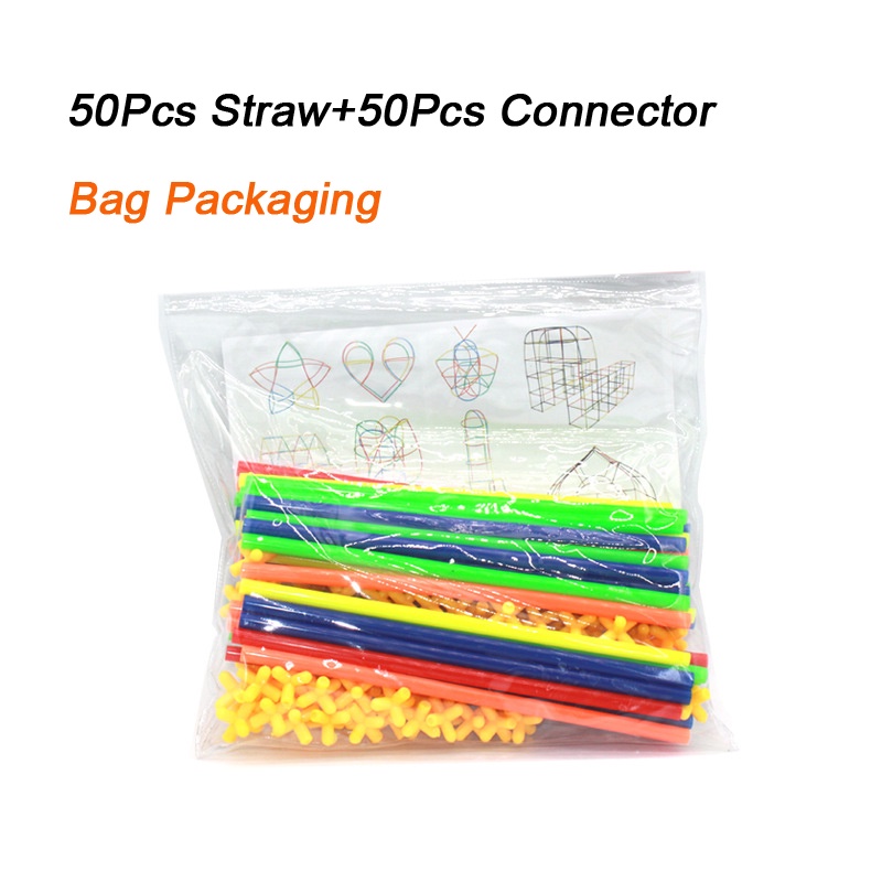 Children 3D Assemble Straw Building Block Toy Pipette Connection Kids ...