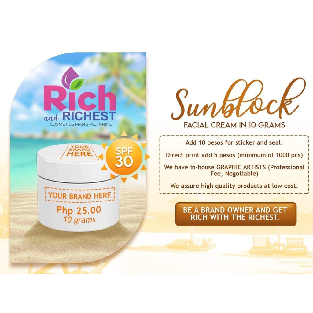 Rich and Richest Sunblock Facial Cream | Shopee Philippines